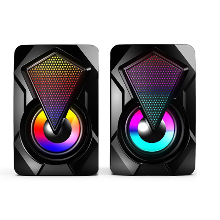 Boxe PC/Laptop/Monitor, BGHYHYHI, RGB, USB, control volum - eMAG.ro