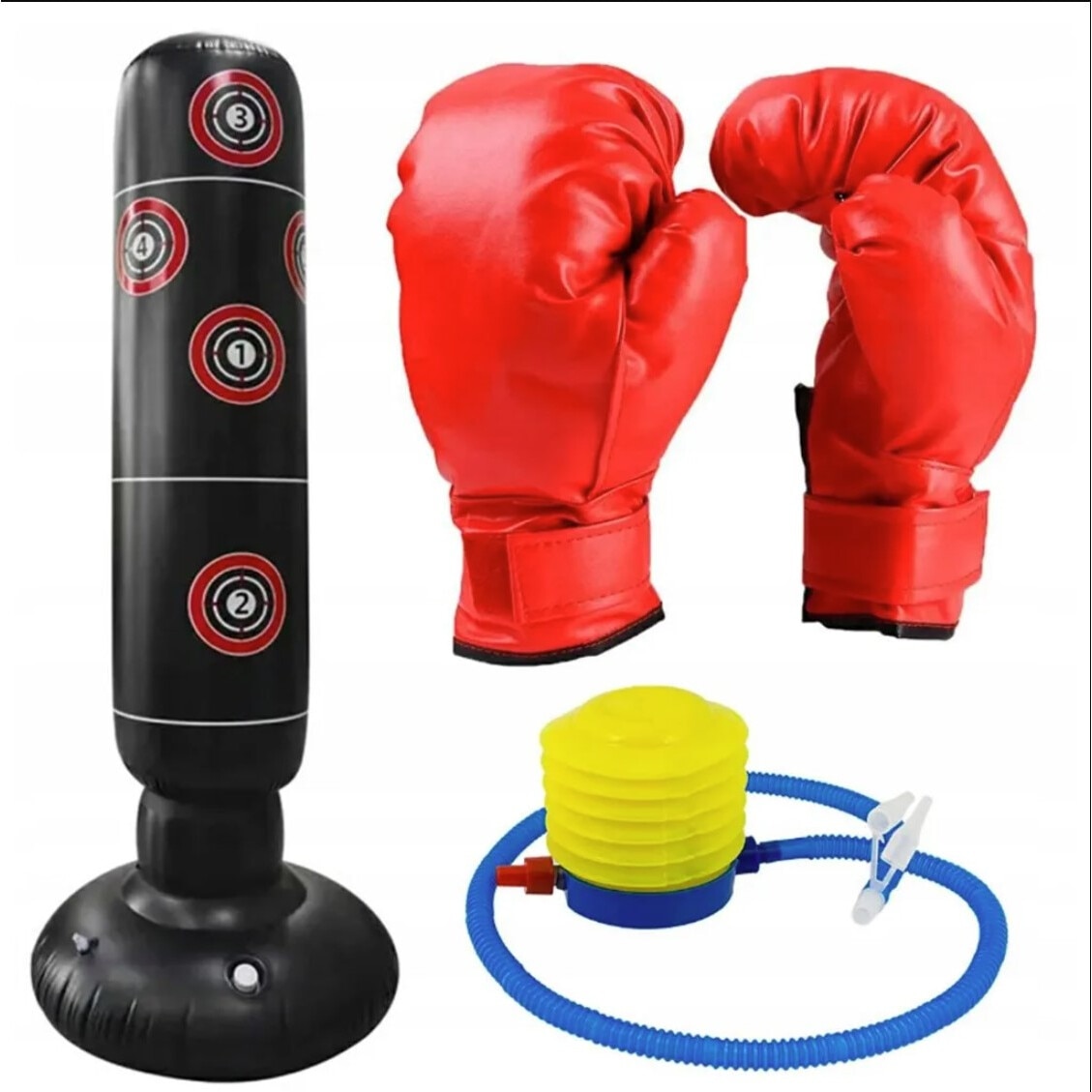 Sac de box gonflabil, Zola, cu manusi de box, model tinta, pentru copii ...