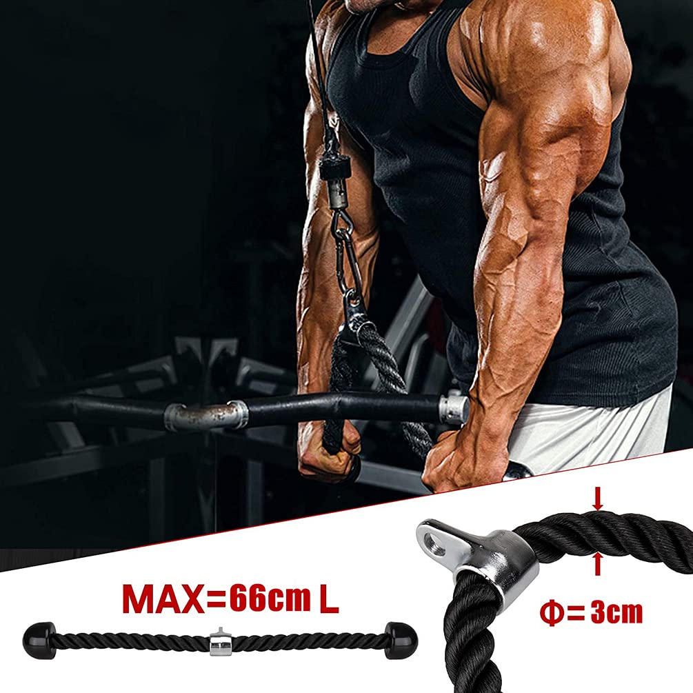 Фитнес комплект, WALALLA, Carbon black, 1.8m и 2.3m, за трицепс Pull Down, Biceps Curl, Back ...