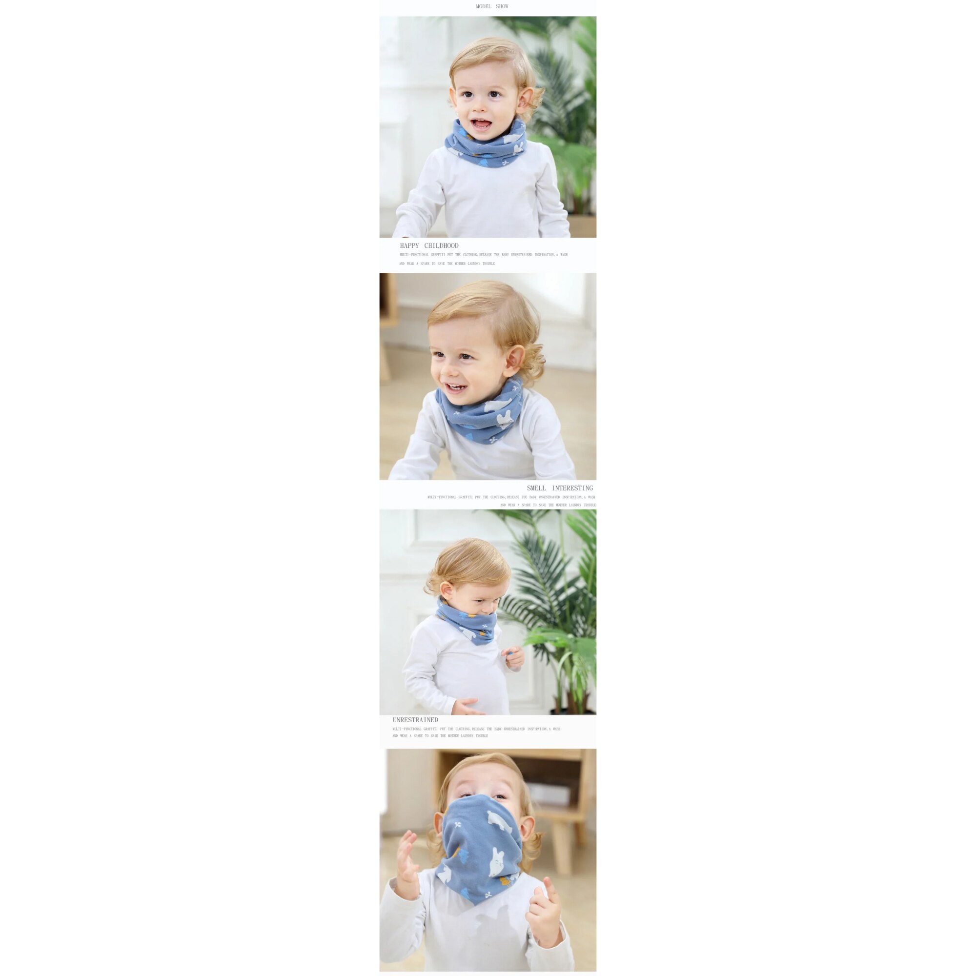 Fular tip guler rulat pentru copii, model iepure, roz, KERNOWSUN ...