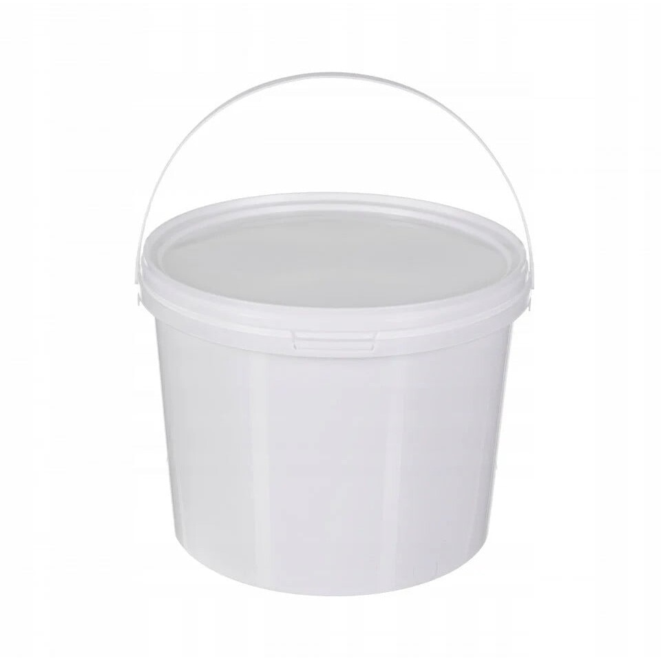 Galeata rotunda 5 litri din plastic alb cu capac clipsabil alb si ...