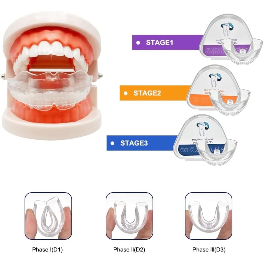 Gutiere Bruxism, Excitat®, Set 3 aparat ortodontic, Pentru adulti, husa ...