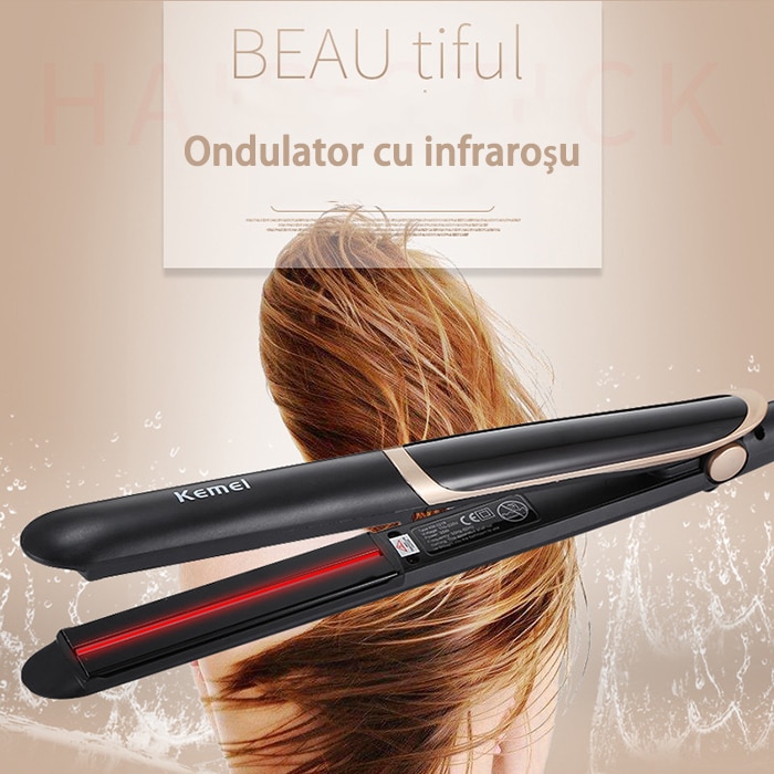 Placa de indreptat parul, ceramica, 4 setari de temperatura, 220°C, cu ...