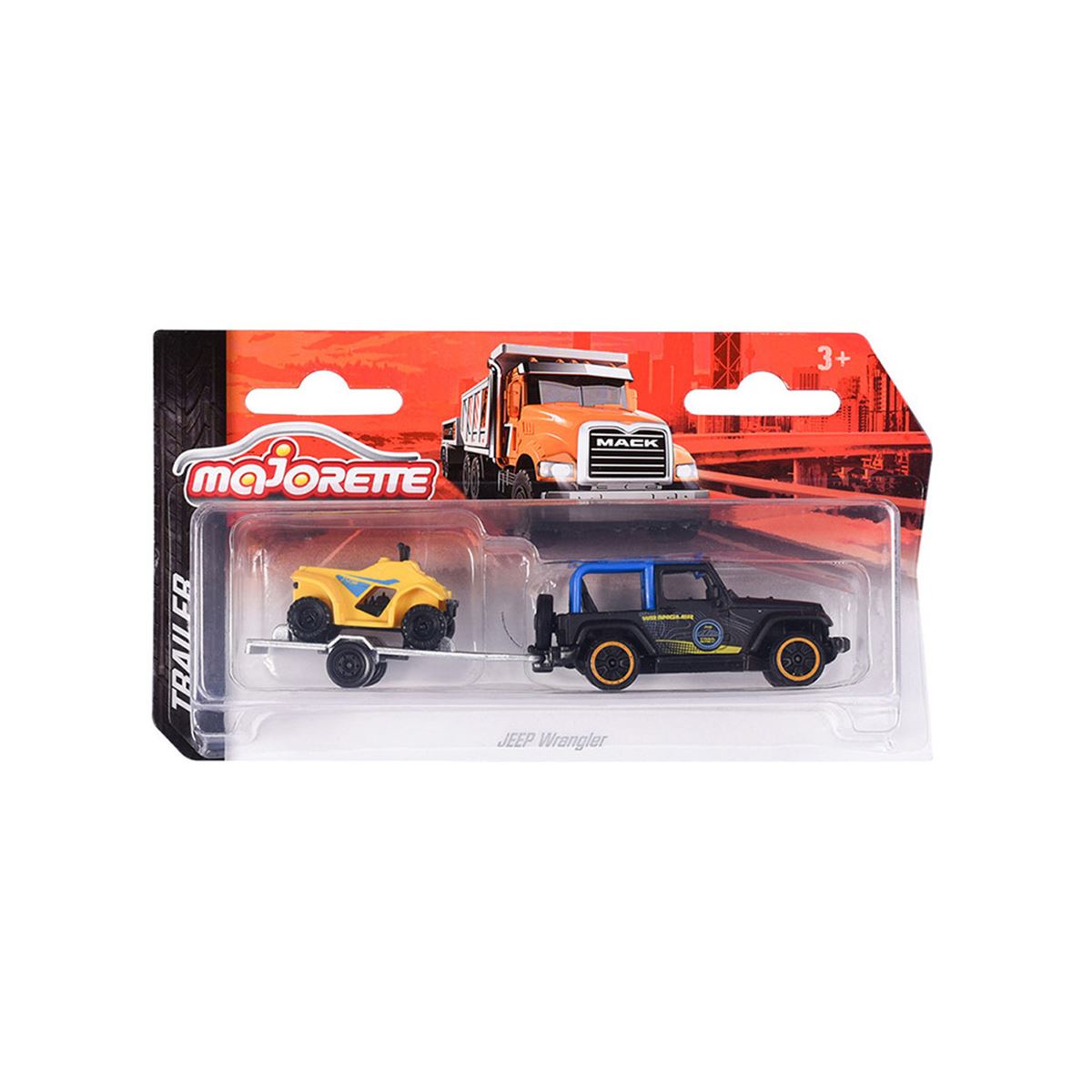 Macheta Jeep Wrangler cu remorca si atv - 1/64 Majorette - eMAG.ro