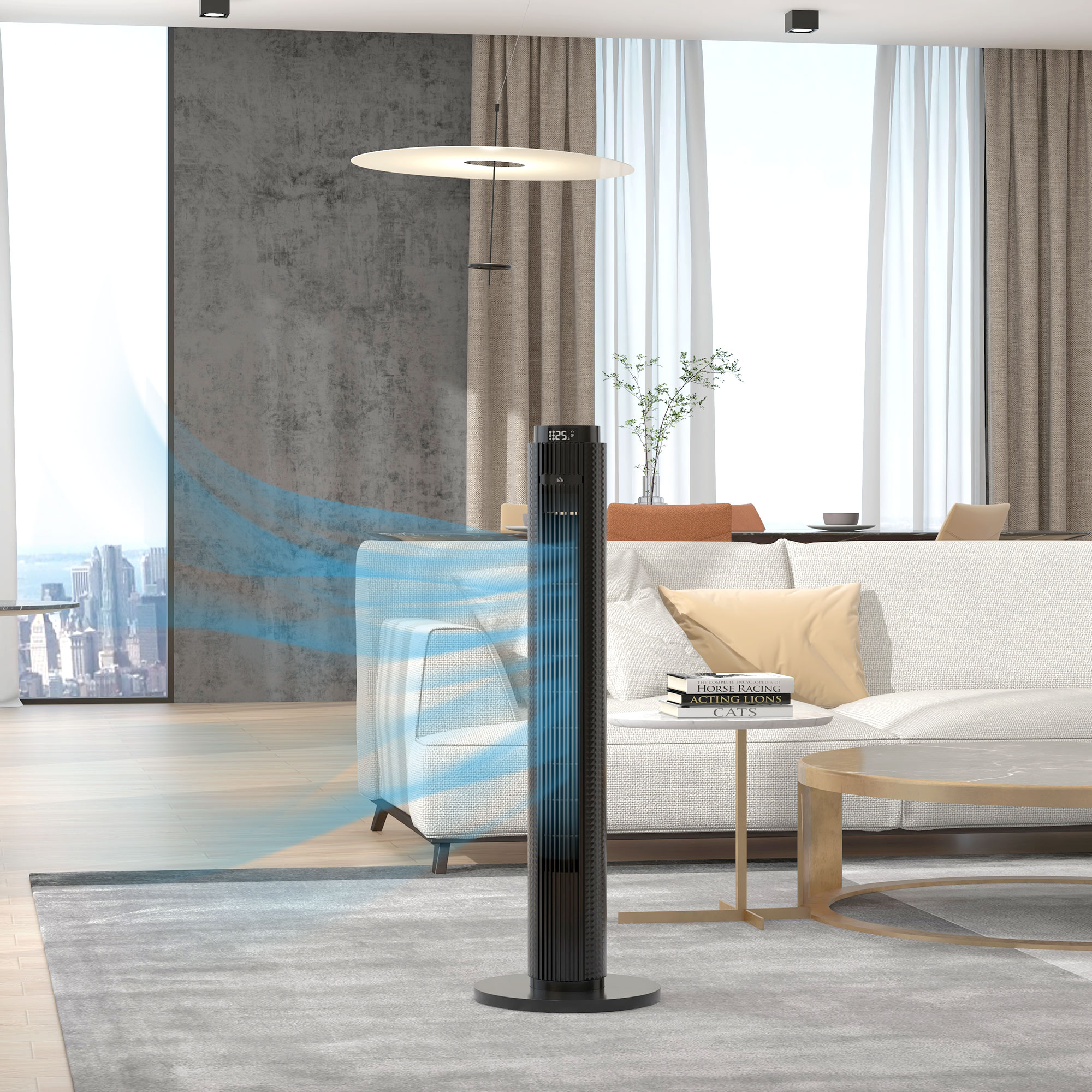Ventilator vertical, Homcom, 45W, 4 moduri, 3 viteze, timer 12h, O31 ...