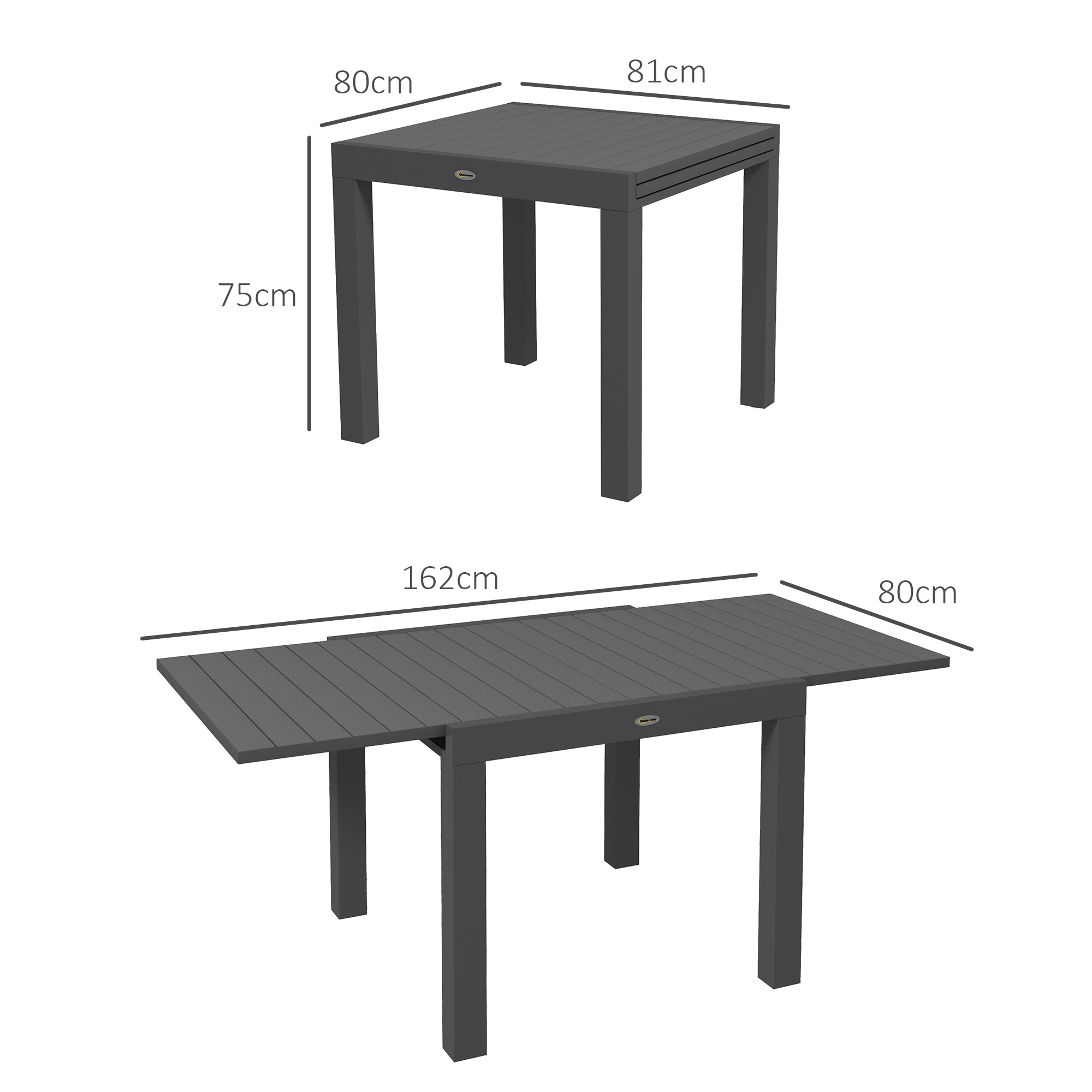 Masa de gradina extensibila, Outsunny, aluminiu, pentru 4-6 persoane ...
