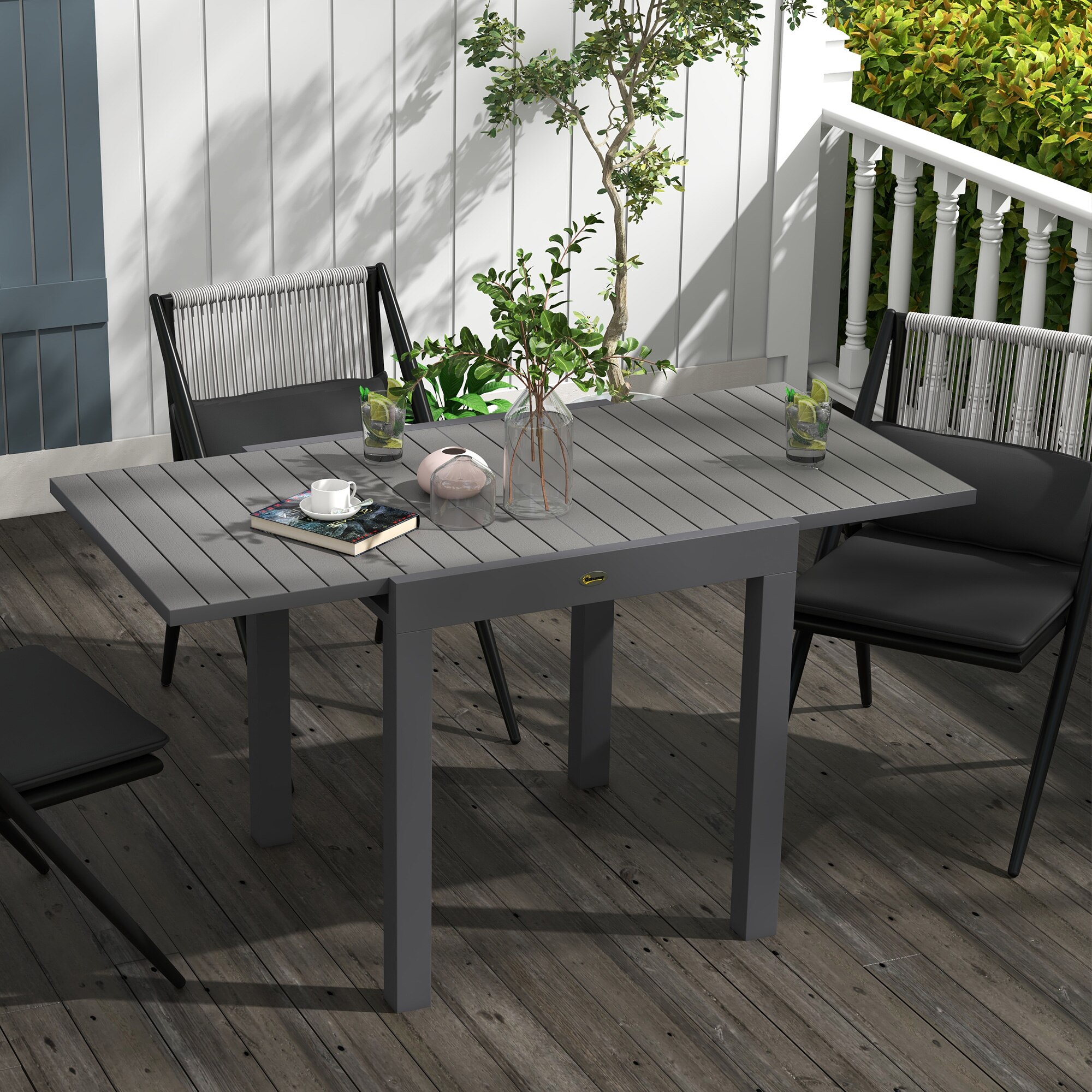 Masa de gradina extensibila, Outsunny, aluminiu, pentru 4-6 persoane ...