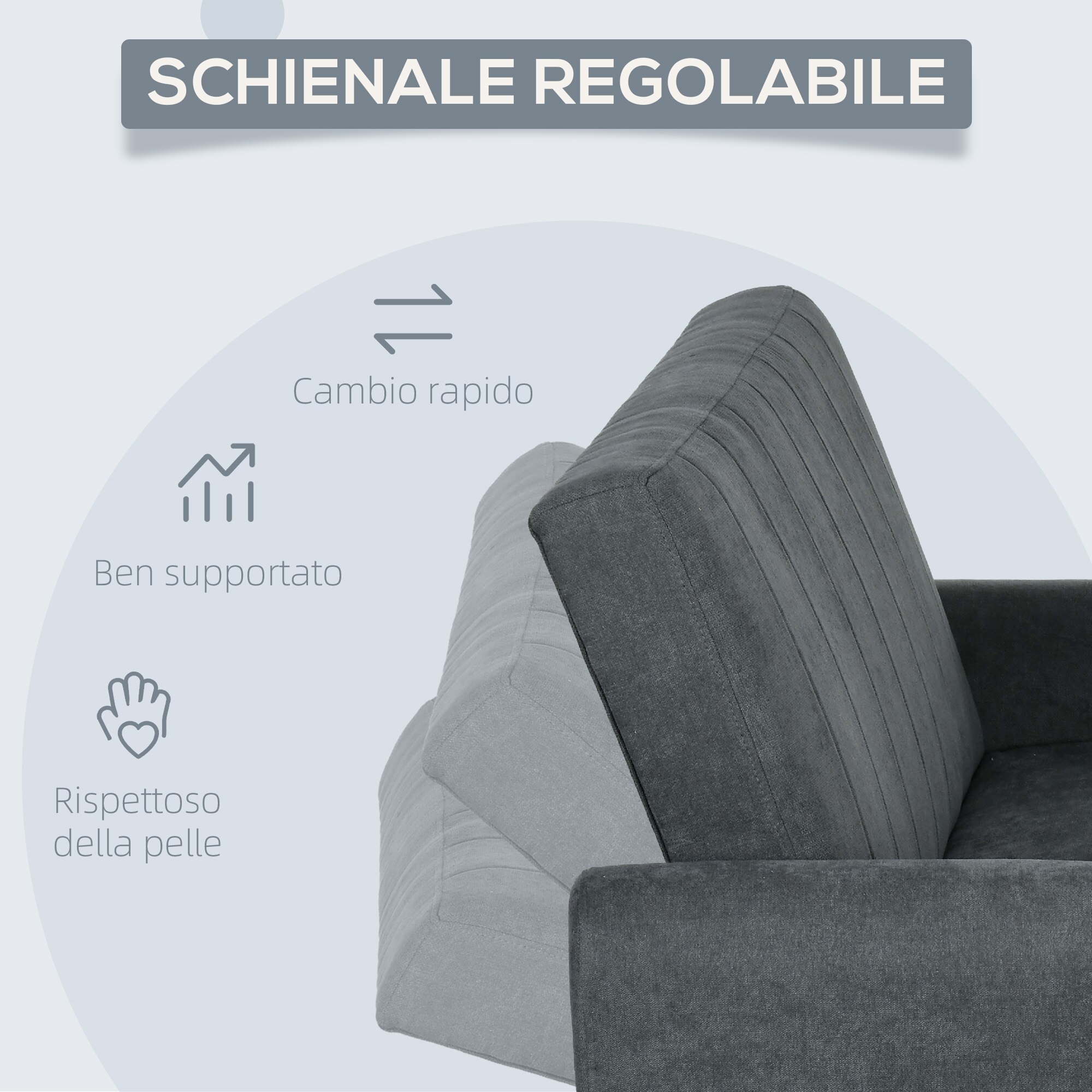 Canapea extensibila HOMCOM, 2 locuri cu 2 perne, material captusit cu ...