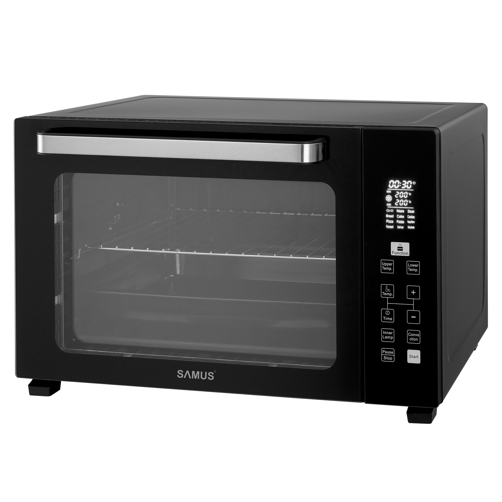 Cuptor electric Samus CSDN-48BRCL3, 48 L, 1800 W, 12 programe, Timer, Afisaj electronic. Rotisor ...