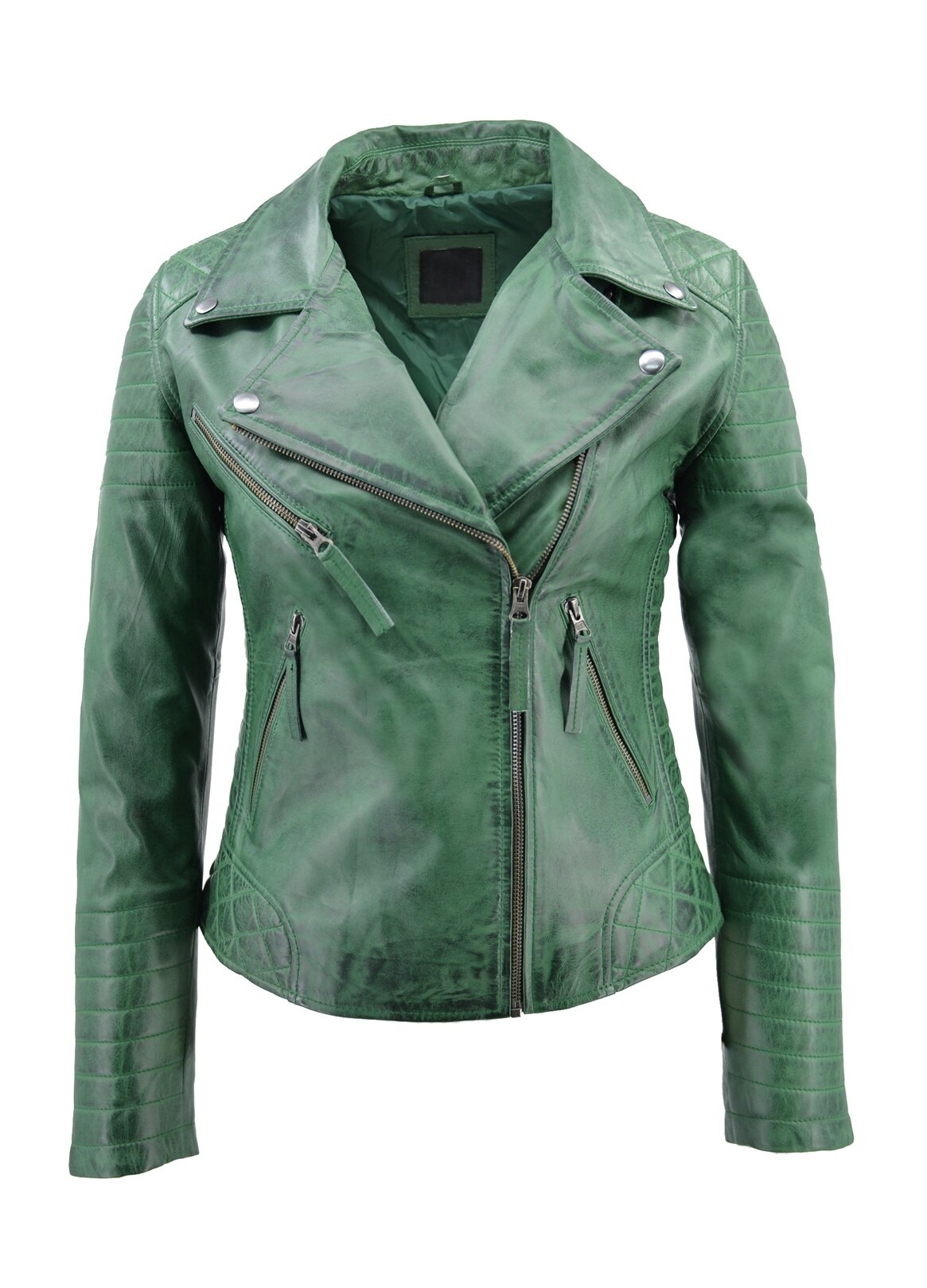 Jacheta dama 11561, Leather100, Piele naturala, Verde, 5XL INTL - eMAG.ro