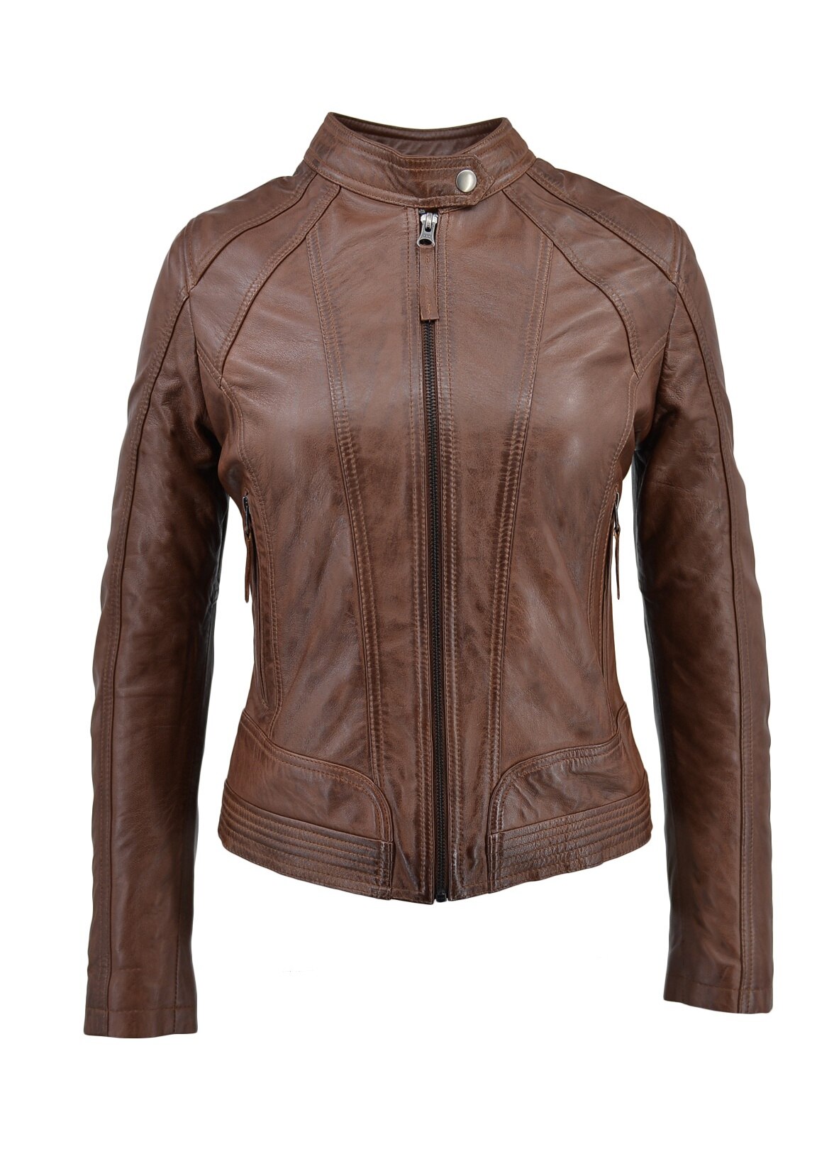 Jacheta dama 11995, Leather100, Piele naturala, Maro, L INTL - eMAG.ro