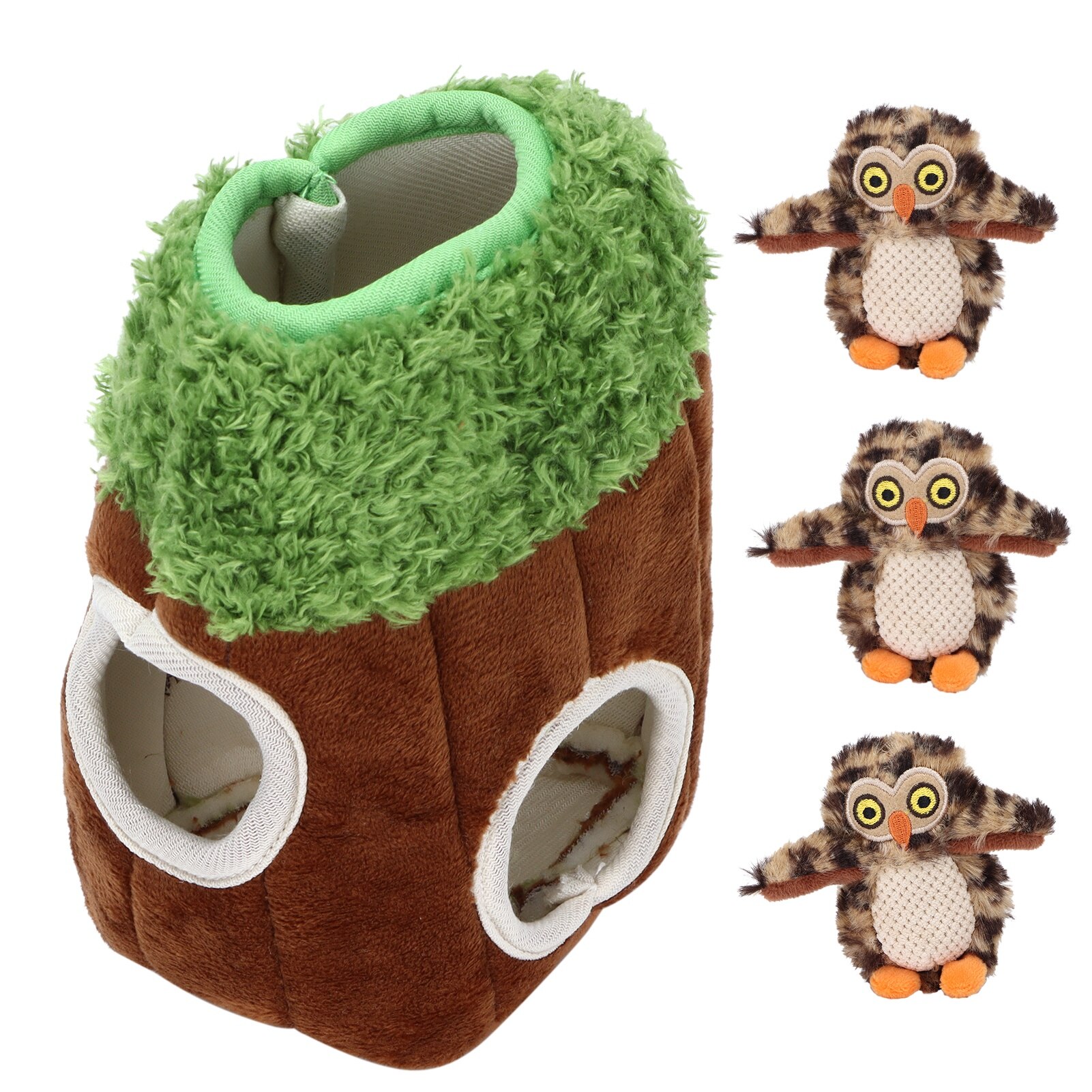 Jucarie pentru caini, set cu 3 bufnite, material plus, interactiva ...