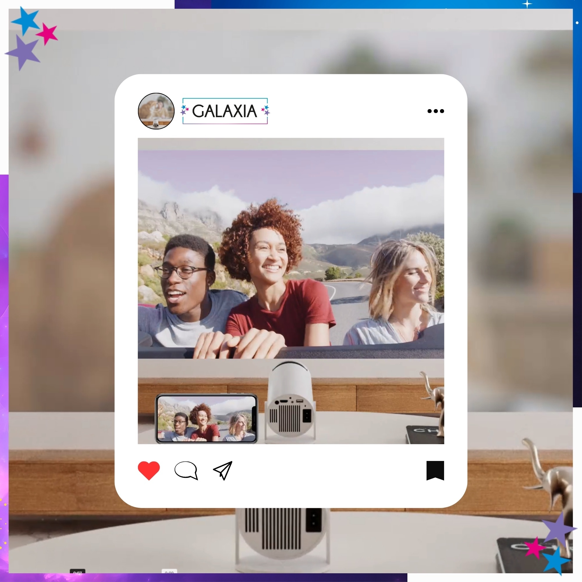 Videoproiector Smart LED portabil GALAXIA® cu Android 12, Wi-Fi 6, BT 5 ...