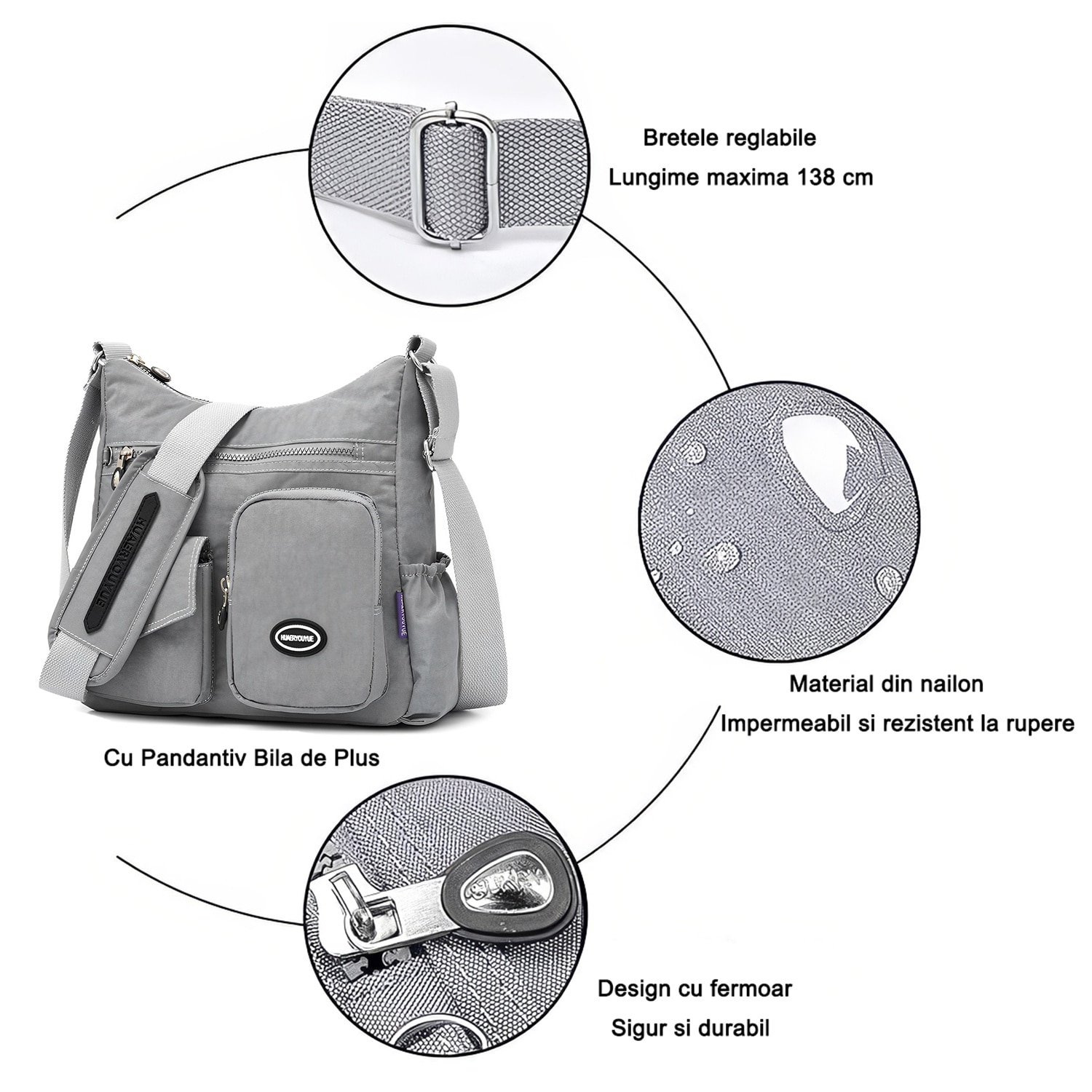 Geanta de Dama, BYONDSELF®, cu Decoratiuni, Blocare RFID, Cu Bretele ...