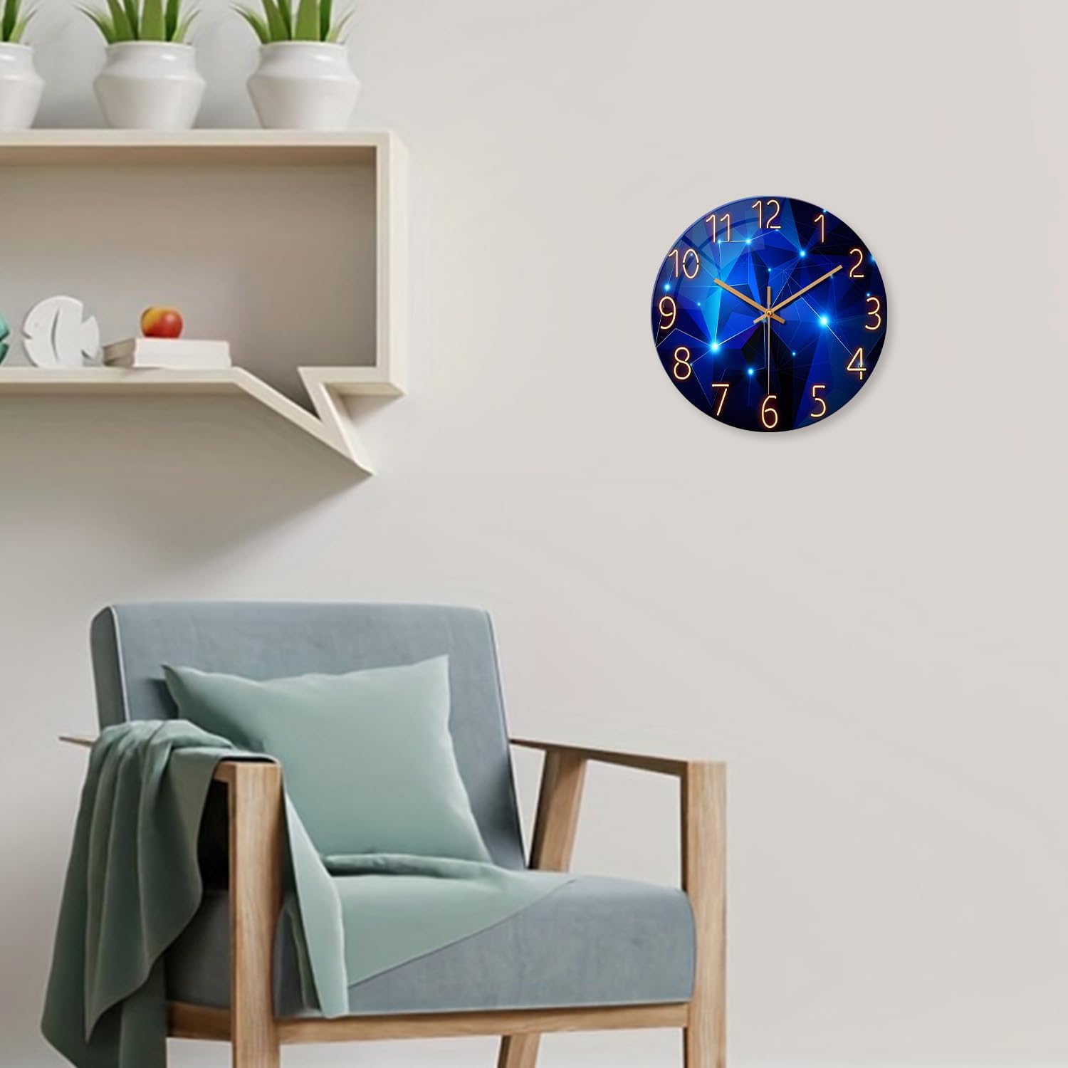 Ceas decorativ albastru pentru living si bucatarie, 12 inch (30 cm ...