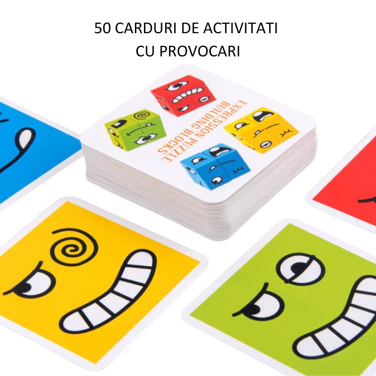 Joc interactiv cu emotii si expresii faciale, Cuburi multicolore, 3 ani ...