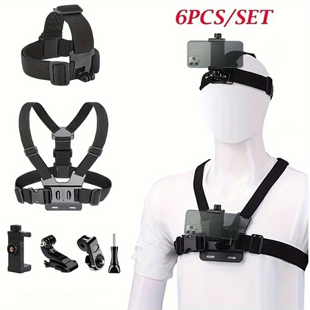 Kit camera de actiune de 6 buc. Suport cu cleme pentru telefon pentru ...