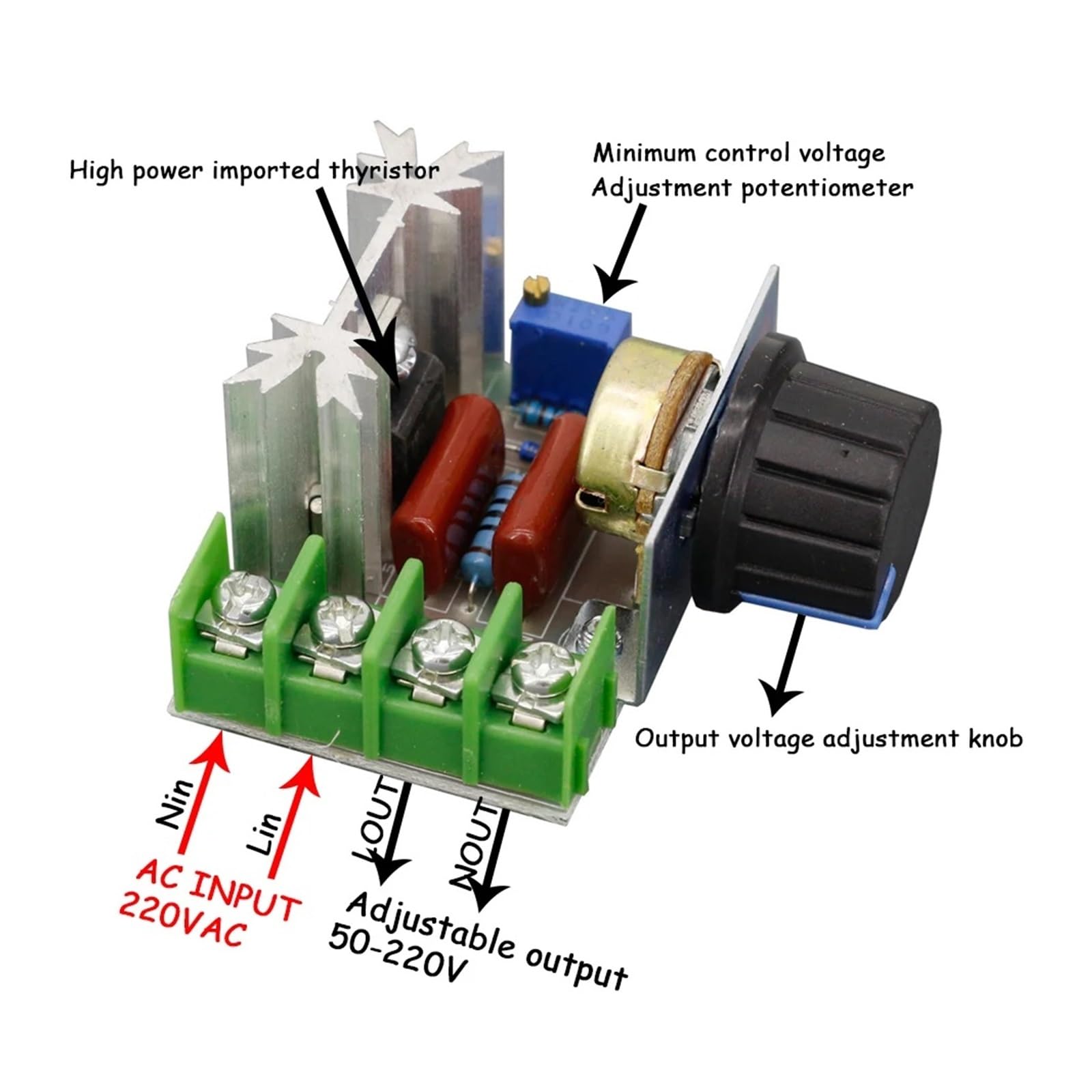 Variator de putere 50-220v ac 2000W, JENUOS®, regulator turatie motor ...