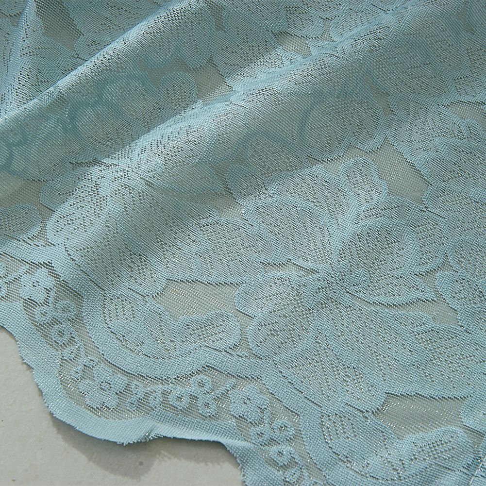 Perdea scurta din dantela albastra, 74x90cm, material de calitate ...