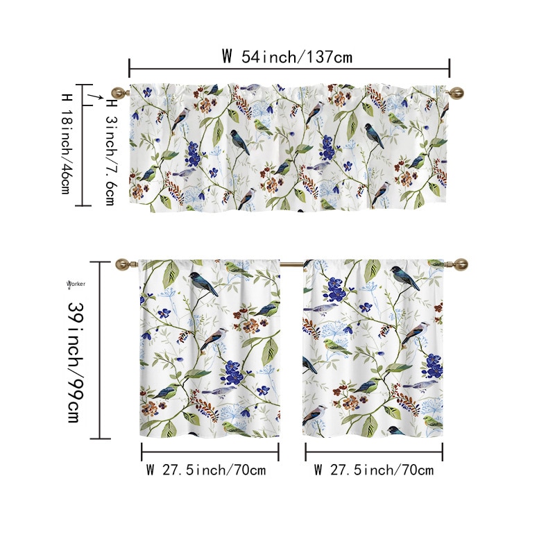 Perdea scurta Jormftte, imprimare digitala, 70x23cm, fara perforare ...