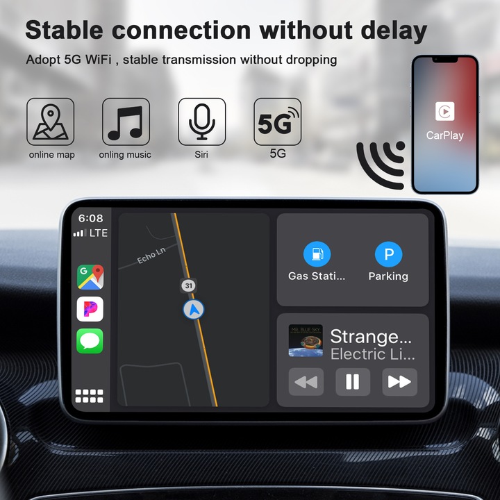 Modulator Auto CarPlay Wireless IOS, Smart USB adaptor car play ...