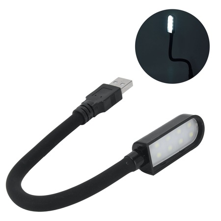 Veioza USB 8 LED, flexibila 360°, neagra, pentru citit - eMAG.ro