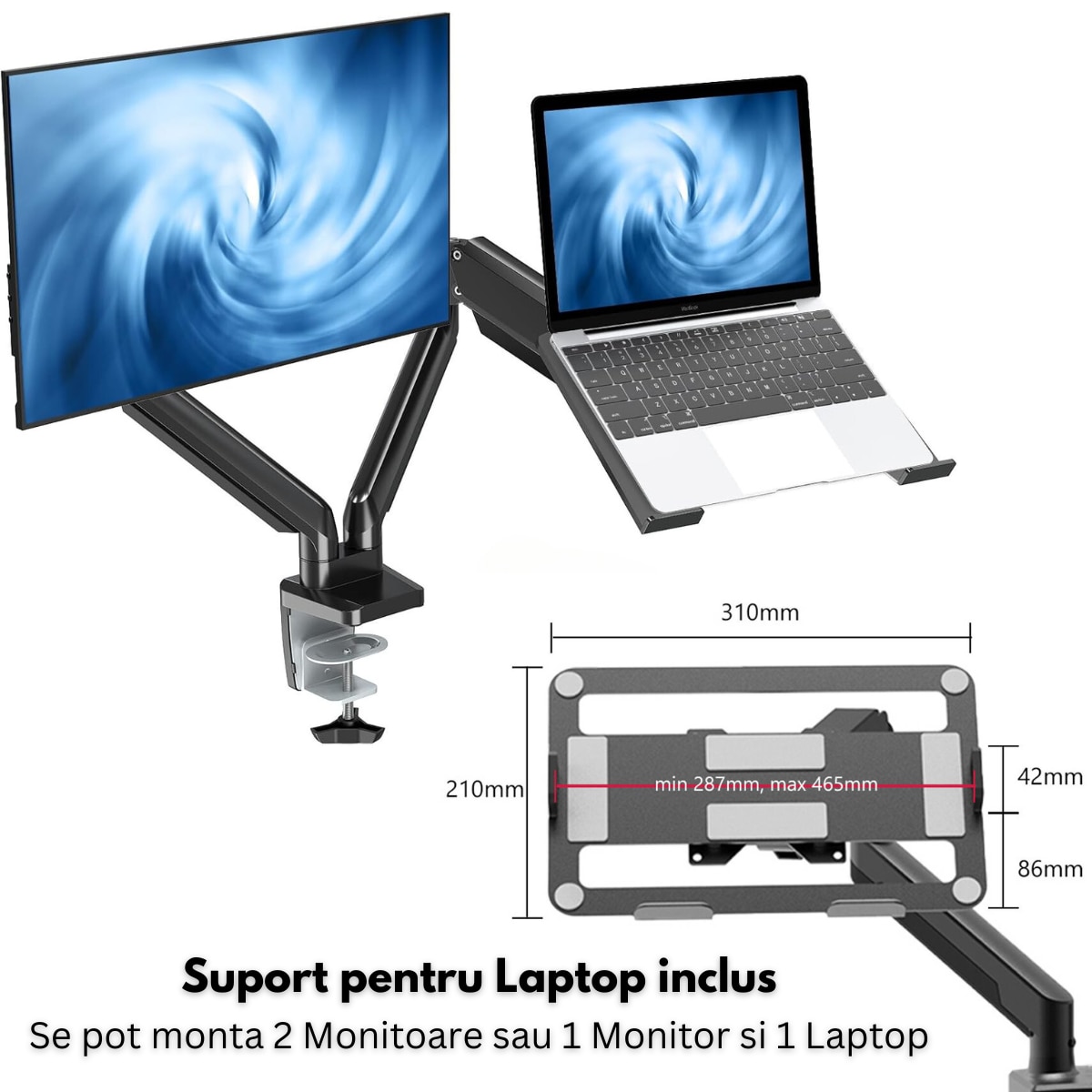 Suport Monitor dublu, pentru Birou, Multifunctional cu Brat dublu ...