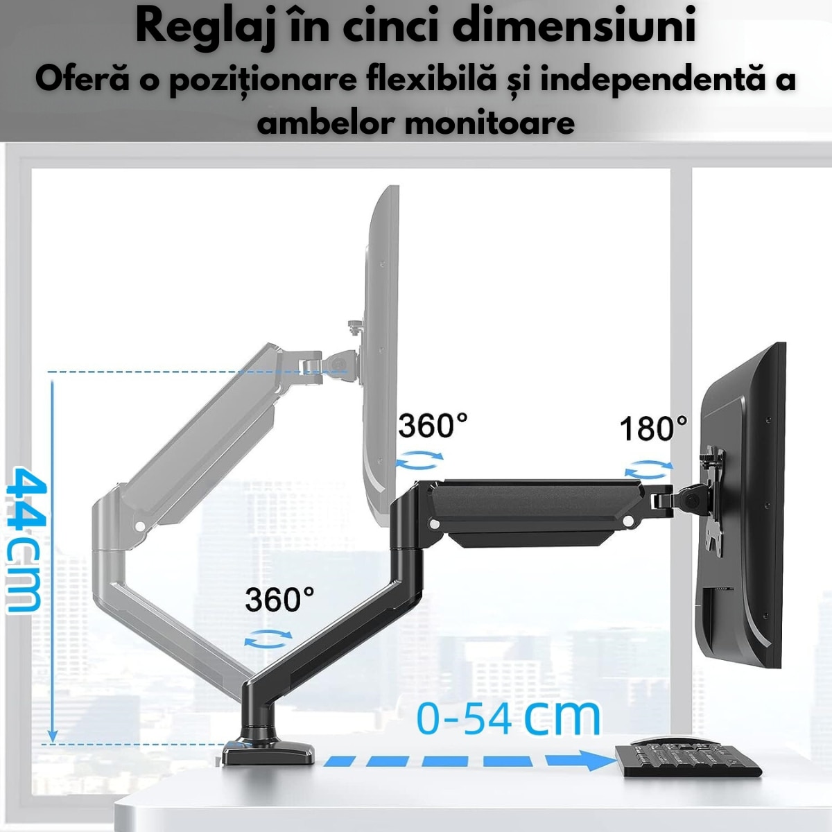 Suport Monitor dublu, pentru Birou, Multifunctional cu Brat dublu ...