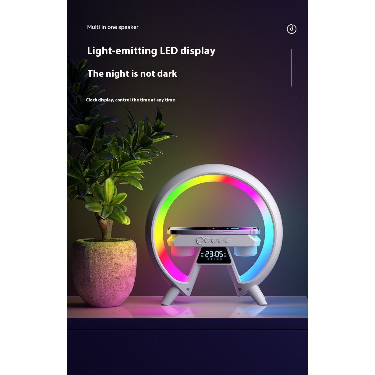 Incarcator Rapid Wireless 15W 4 in 1 SeveShop cu Ceas, Speaker, Lampa ...