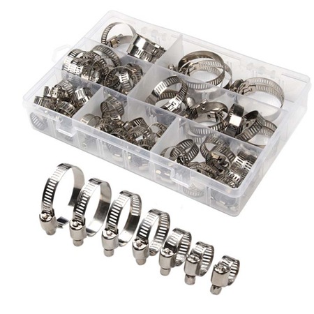 Set 60 bucati cleme furtun din otel inoxidabil, 8mm - 38mm, pentru tevi ...
