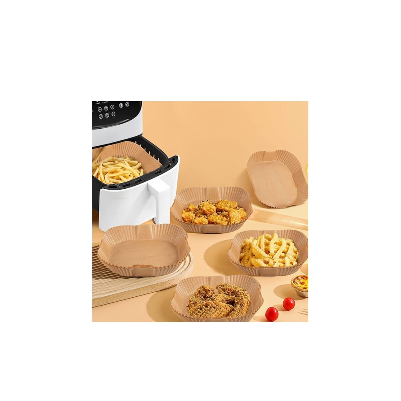 Set 25 bucati hartie de copt ThinQ pentru air fryer, friteuza, cuptor ...