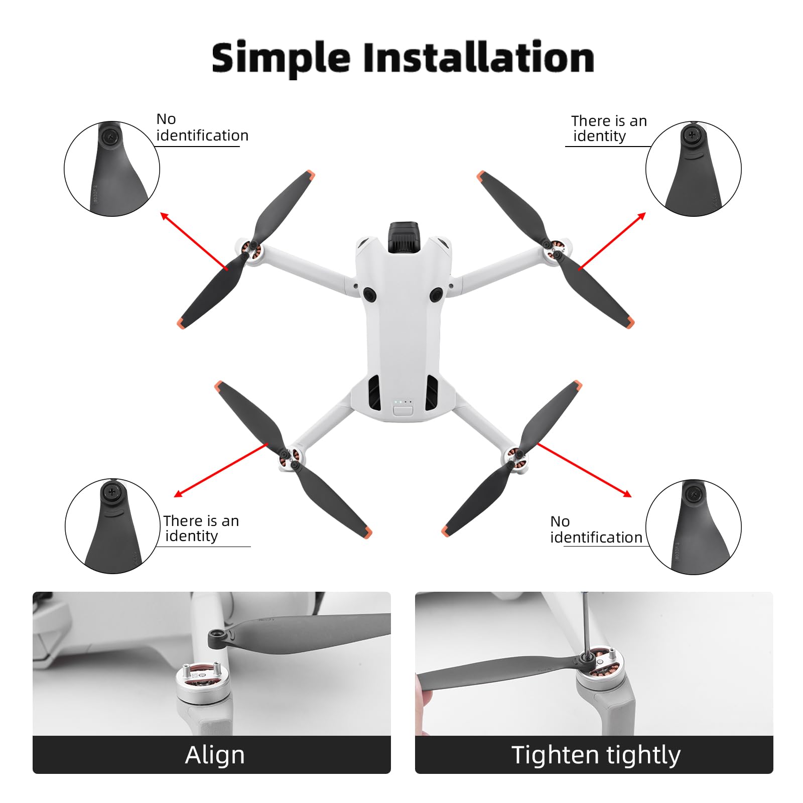 Set 24 elice pentru drone DJI Mini 4 Pro/Mini 3 Pro, LYCENXI, negru, cu ...
