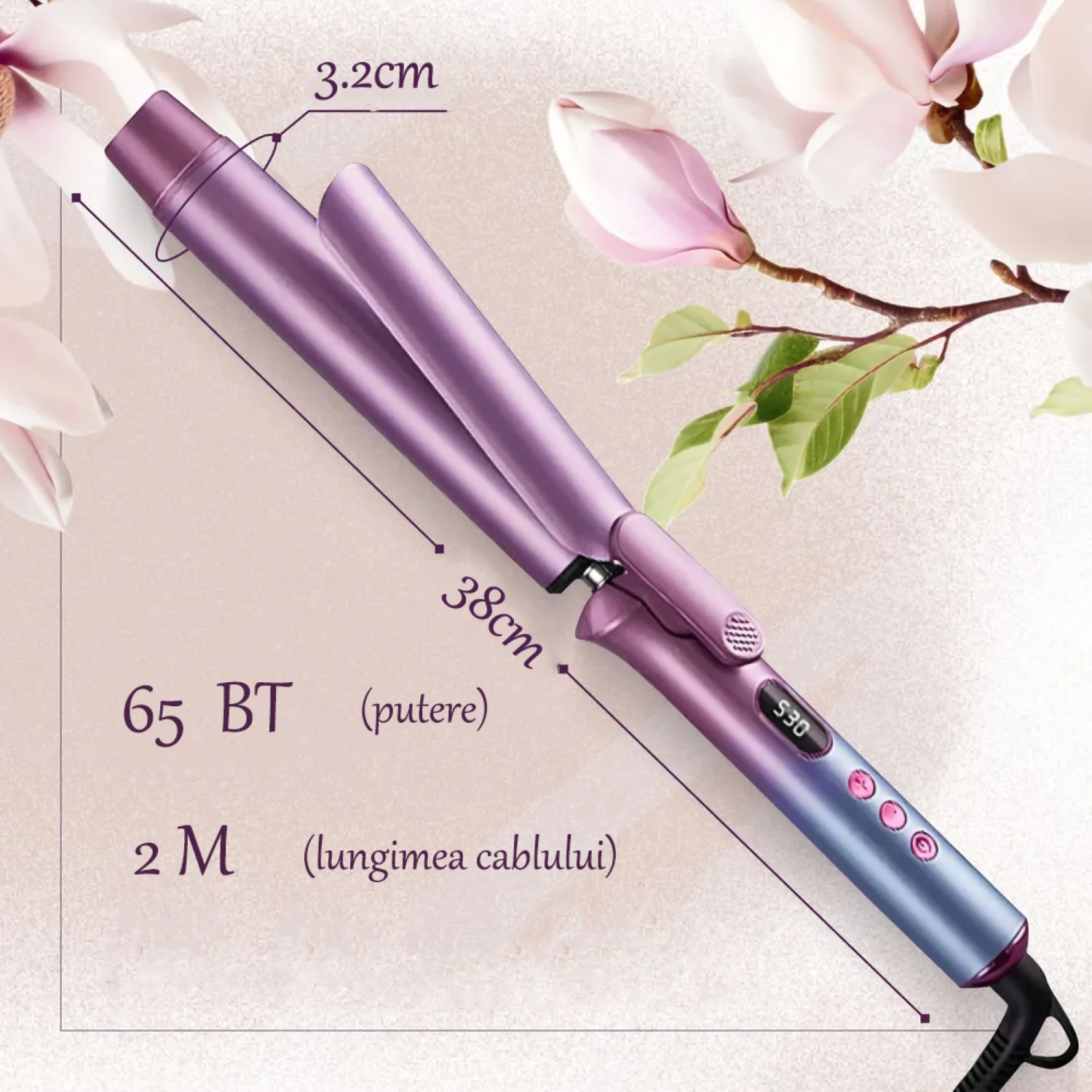 Ondulator Par, BYONDSELF®, 32mm, 13 Trepte de Temperatura, 100°C-230°C ...