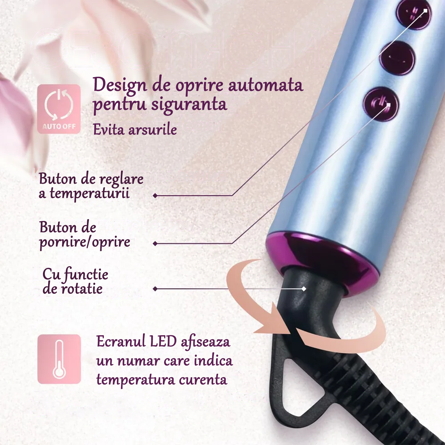 Ondulator Par, BYONDSELF®, 32mm, 13 Trepte de Temperatura, 100°C-230°C ...