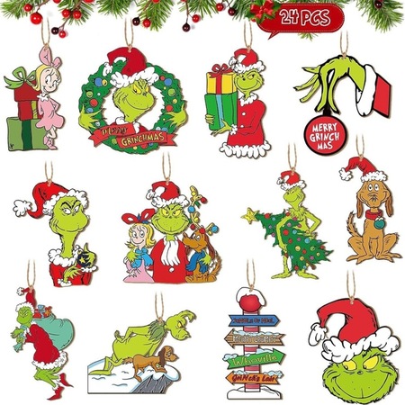 Set de ornamente pentru brad Grinch, Qurevo®24 de piese, multicolor ...
