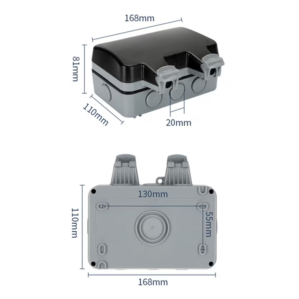 Priza exterior, Dubla, Rezistenta la ploaie IP66, Material PC, staniu ...