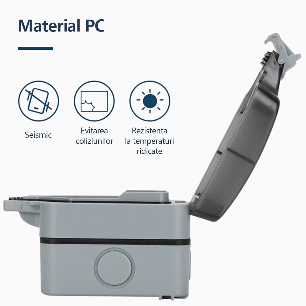 Priza exterior, Rezistenta la ploaie IP66, Material PC, staniu fosfor ...