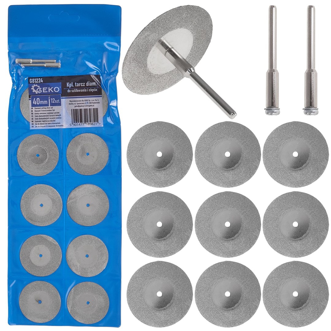 Set discuri diamantate pentru taiere, 40 mm, 12 elemente, Geko G81224 ...