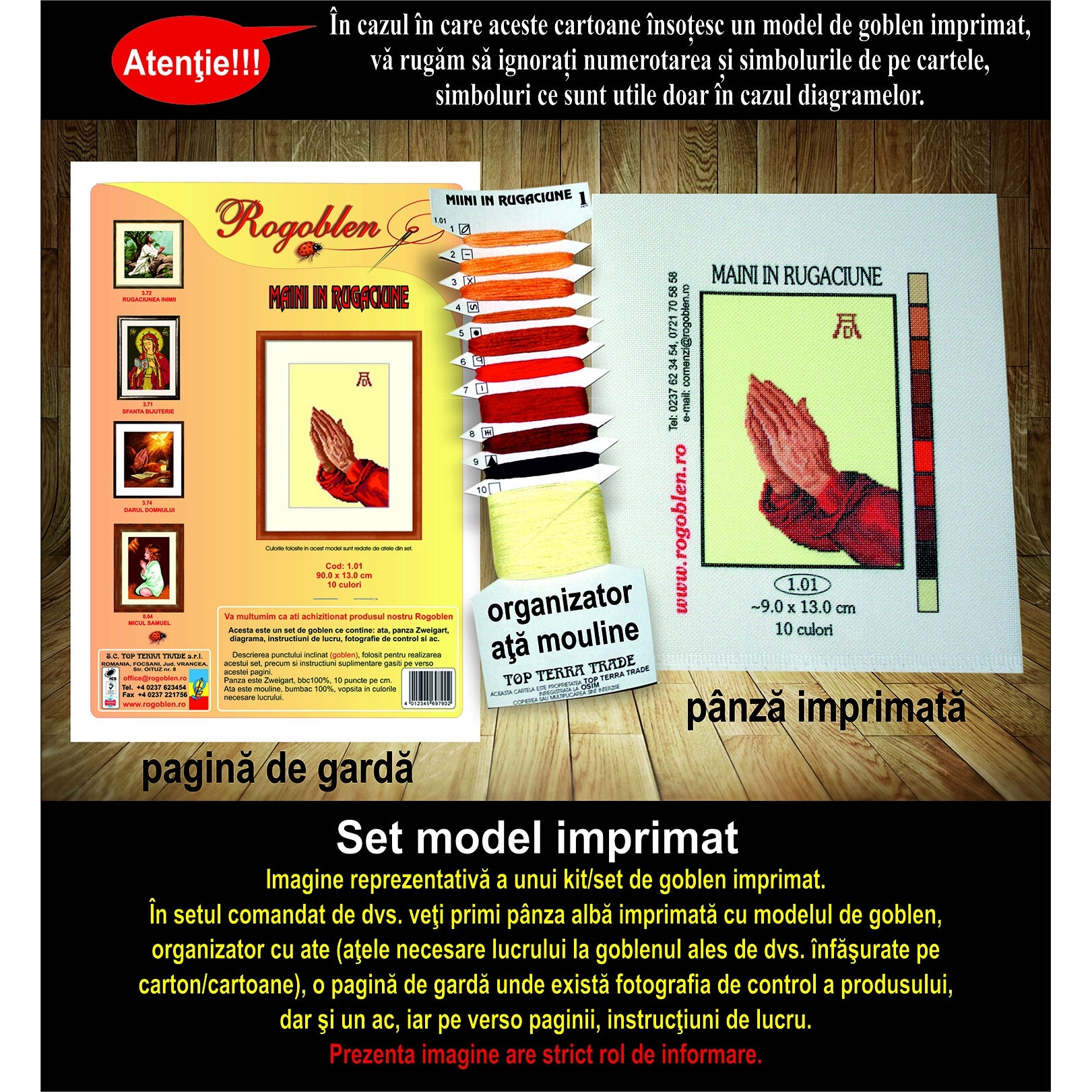 Goblen Ikebana cu maci rosii, Rogoblen - kit cu panza imprimata si ate ...