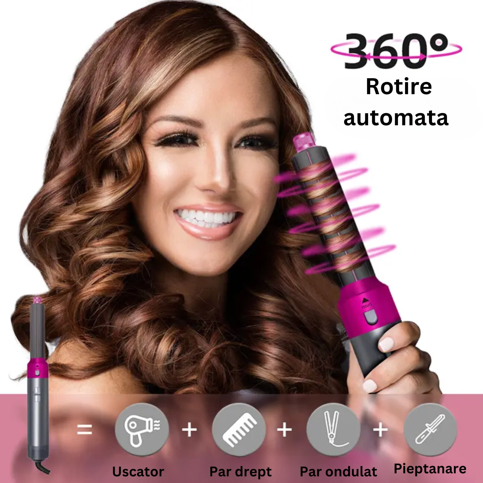 Perie Electrica pentru Par Infiniteea™, Multifunctionala, 7 in 1, 1000W ...