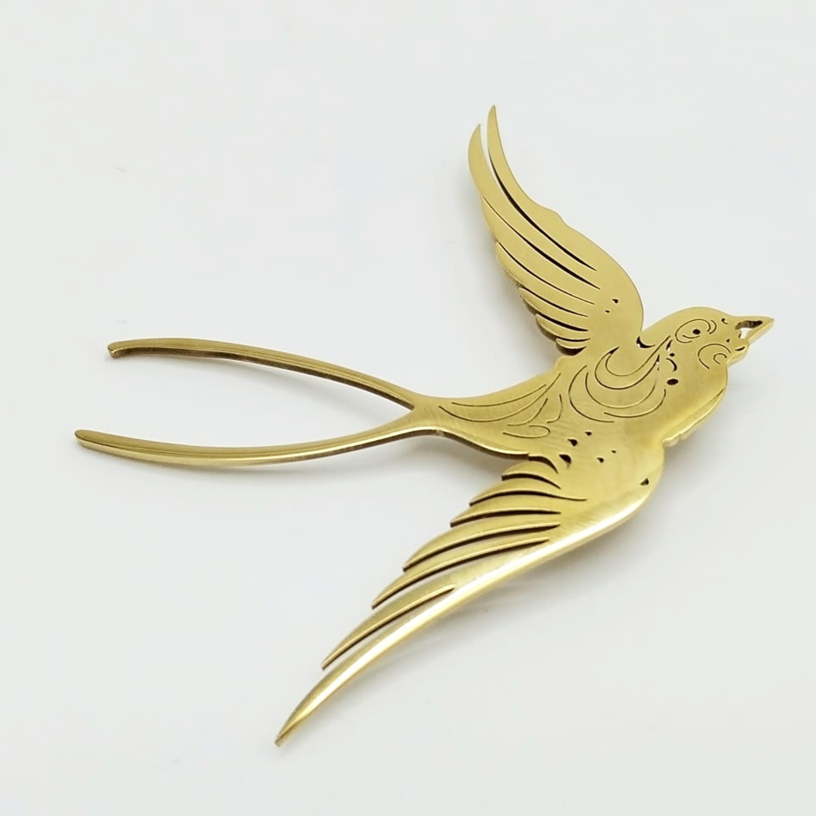Brosa pasare, metal, auriu, 6x7 cm - eMAG.ro