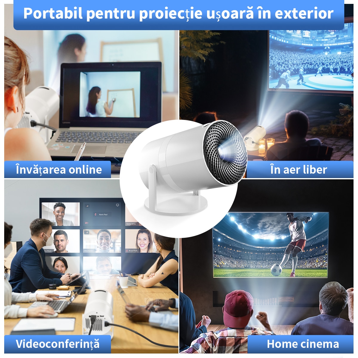 Videoproiector Proiector portabil Smart TV Digisand®, 1080P, contrast ...
