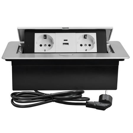 Priza Incorporabila in mobilier, ATOMKIT, 2 Prize Schuko, USB A+C ...