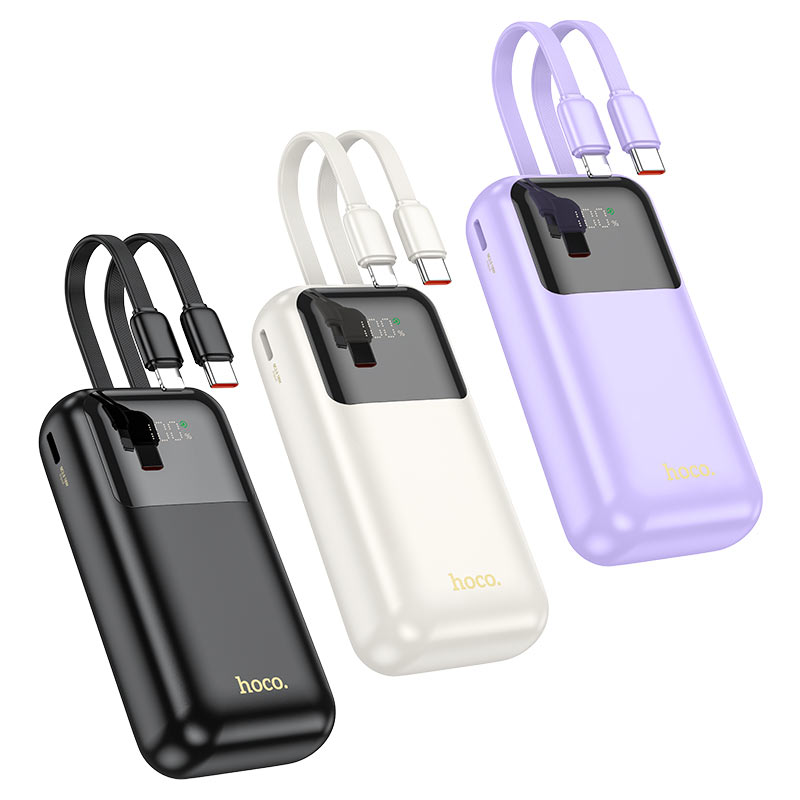 Baterie Hoco Q25, Powerbank 10.000mAh, Cabluri integrate Type-C ...