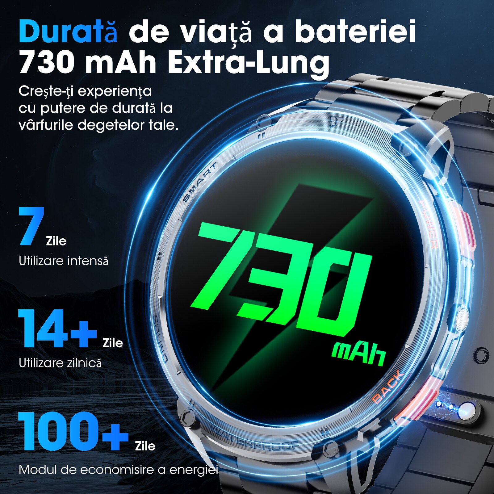 Ceas Smartwatch, Mingtawn, Model K68, ecran de 1, 85 inch, Bluetooth ...