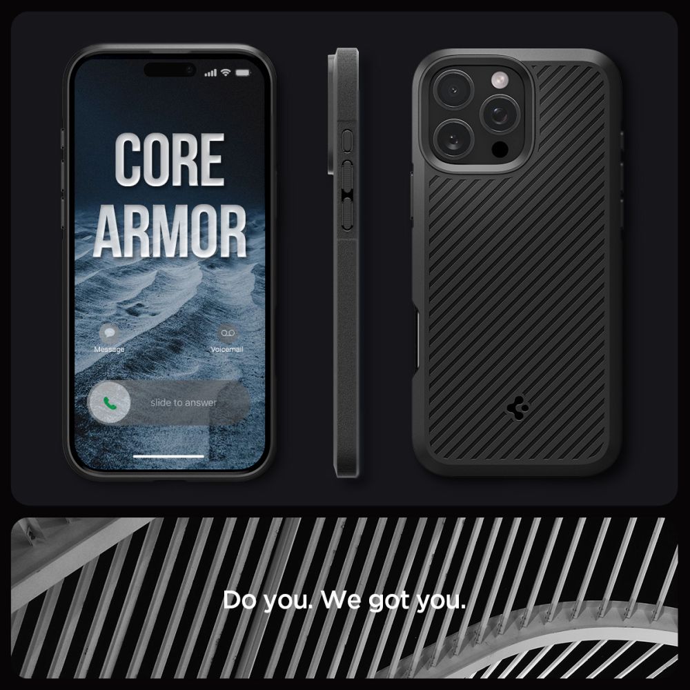 Carcasa Spigen Core Armor compatibila cu iPhone 16 Pro Matte Black ...