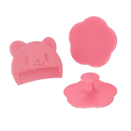 Set de perie si pieptene pentru spalarea parului bebelusului, roz - eMAG.ro