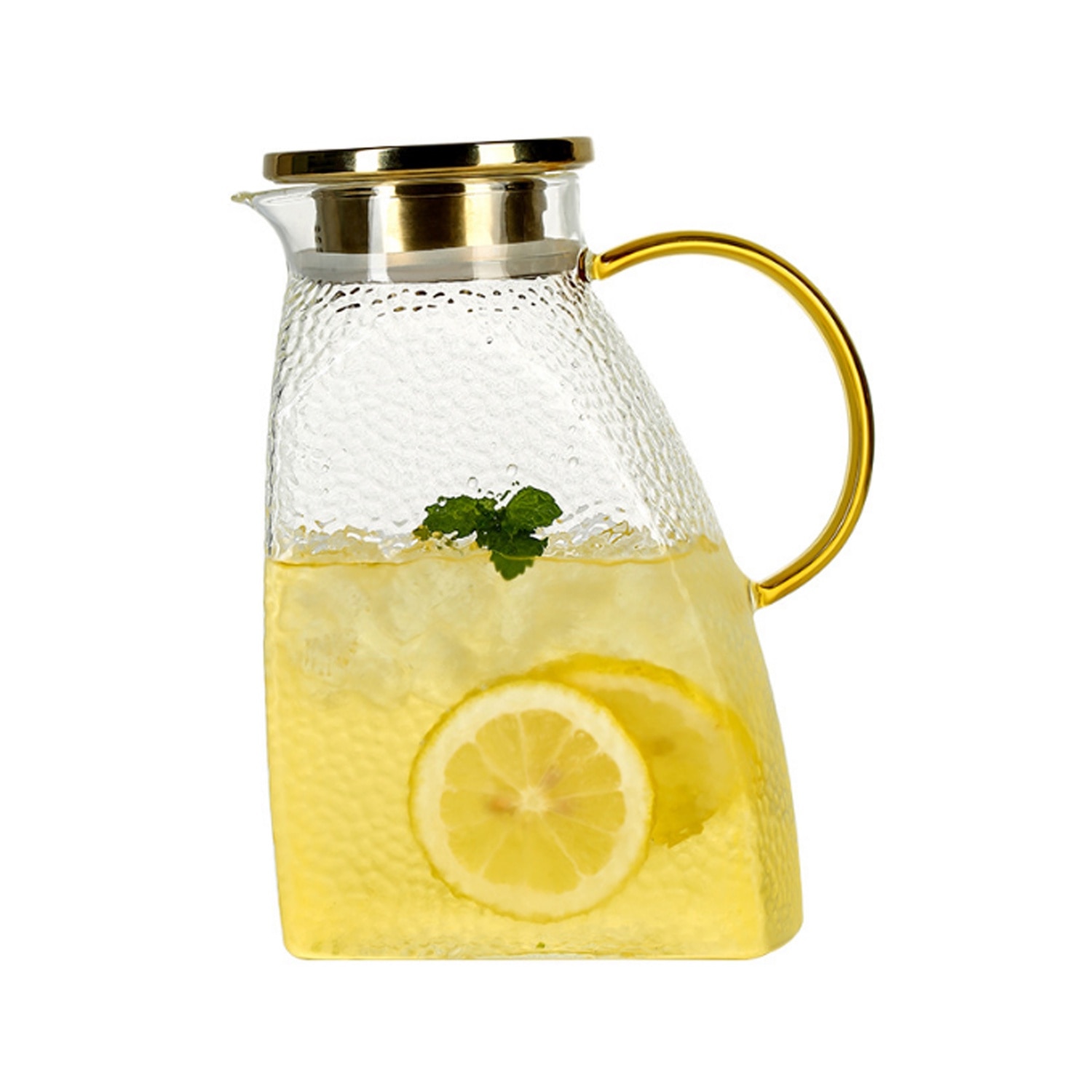 Carafa cu capac metalic, sticla termorezistenta, JENOUS®, pentru apa ...