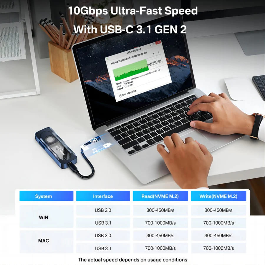 Rack SSD NVME M.2 Acasis, USB Type-C, Viteza transfer 10 Gbps ...