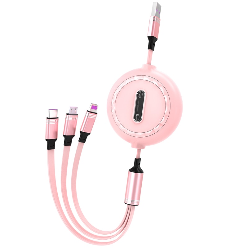 Telefon adatkábelek, rózsaszín, tészta alakú, gyorstöltés, készlet ...